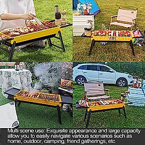 Advanced Folding Portable Barbecue Charcoal Grill, Barbecue Desk Tabletop Outdoor Stainless Steel Smoker BBQ for Outdoor Cooking Camping Picnics Beach