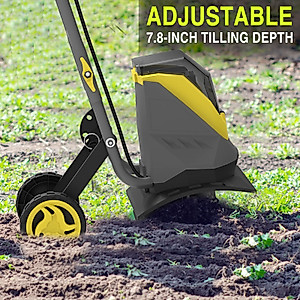 PowerSmart 40V 12" Cordless Tiller/Cultivator, Two 20V 4.0Ah Battery and Charger Included