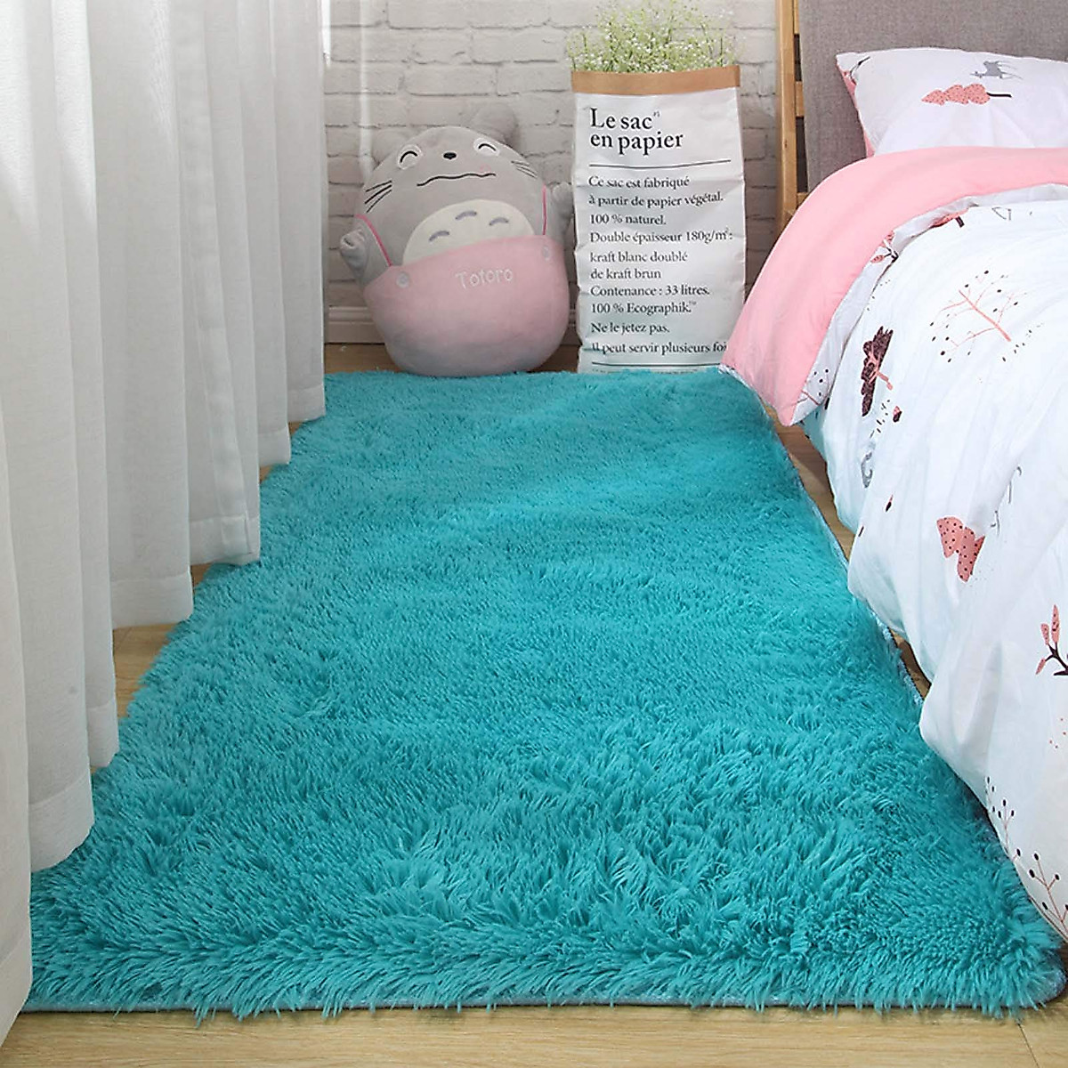 WZDD Fluffy Soft Area Rugs for Living Room 63 x 79 inch, Plush Shaggy Carpet Furry Velvet Rug for Bedroom Christmas, Cute and Comfy Nursery Carpets