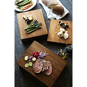 TOSCANA - a Picnic Time Brand Etage Nested Acacia Wood Serving Pedestals, Set of 3