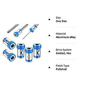 5 Pieces Magnetic Screw Ring Bit Magnetizer Ring Metal Magnetizer Screw, Removable for 1/4 Inch/ 6.35 mm Hex Screwdriver and Power Bits (Blue)