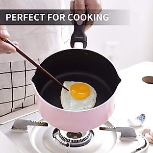 HooJay Nonstick Saucepan Set with Lid, Non Stick 1Qt & 2Qt Sauce Pan Set with Glass Lid Small Pot for Home Kitchen