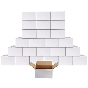Calenzana 7x5x4 Inches Shipping Boxes Pack of 25, White Cardboard Corrugated Box for Mailing Packing and Storage