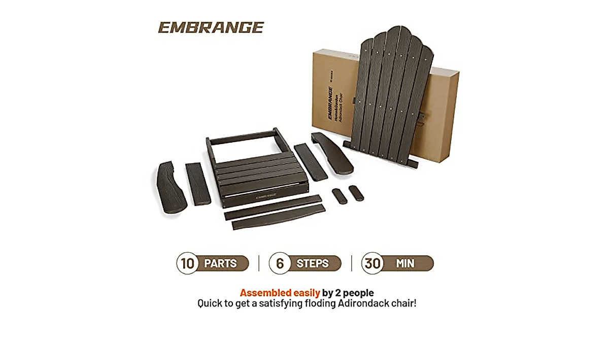 EMBRANGE Folding Adirondack Chairs for Outdoor Comfort & Style