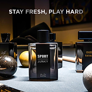 RAYAN Sport Junky Eau de Parfum - 100 mL, Citrus, Oriental, Amber Scent, Unisex, Travel Size