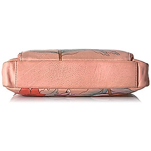 Anna by Anuschka Women's Genuine Leather Medium Triple Pocket Cross Body | Hand Painted Original Artwork | Vintage Garden