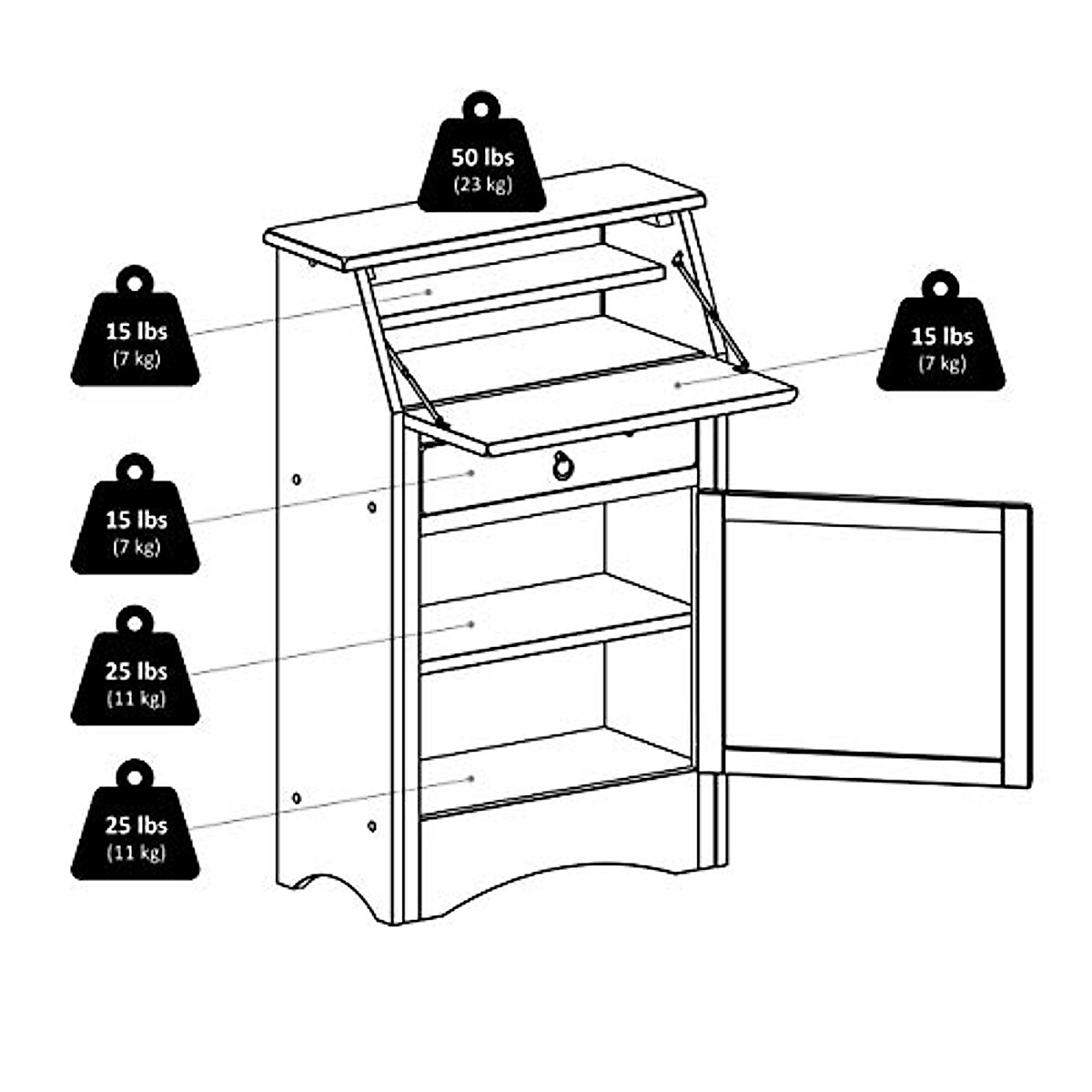 Winsome Wood Regalia Home Office, Walnut, Secretary Desk