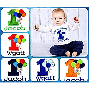 Fantasy Kids Designs First Birthday Boy Outfit Balloons Bodysuit Personalized with Baby Custom Name (Lime Green, 24 Months)