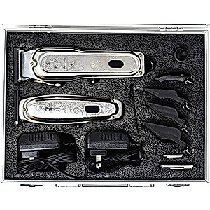 XPERSIS PRO Cordless Hair Clipper + Hair Trimmer for Mens and Barbers +Shaver with Sharp Blades, Cord/Cordless Electric Razor for Mens Silver & Blue
