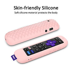 Silicone Cover for Roku Ultra 2022 Remote/Roku Voice Remote Pro 2021 Silicone Cover Case, Shockproof Durable Silicone Remote Case with Lanyard (Pink)