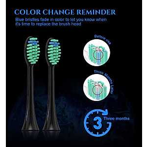 IntoCozy DY-108pro Replacement Toothbrush Heads Plaque Control Toothbrush Heads for Click-on Sonic Toothbrush, Reminder Bristles, Full Size, 4 Count
