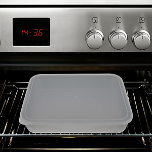 Stainless Steel Baking Pan Cake Pan with Lid BBQ Pan Rectangular Pan Fridge Storage Container Dumpling Storage Box Salad Box Leakproof Metal Food Containers 23X17X5CM