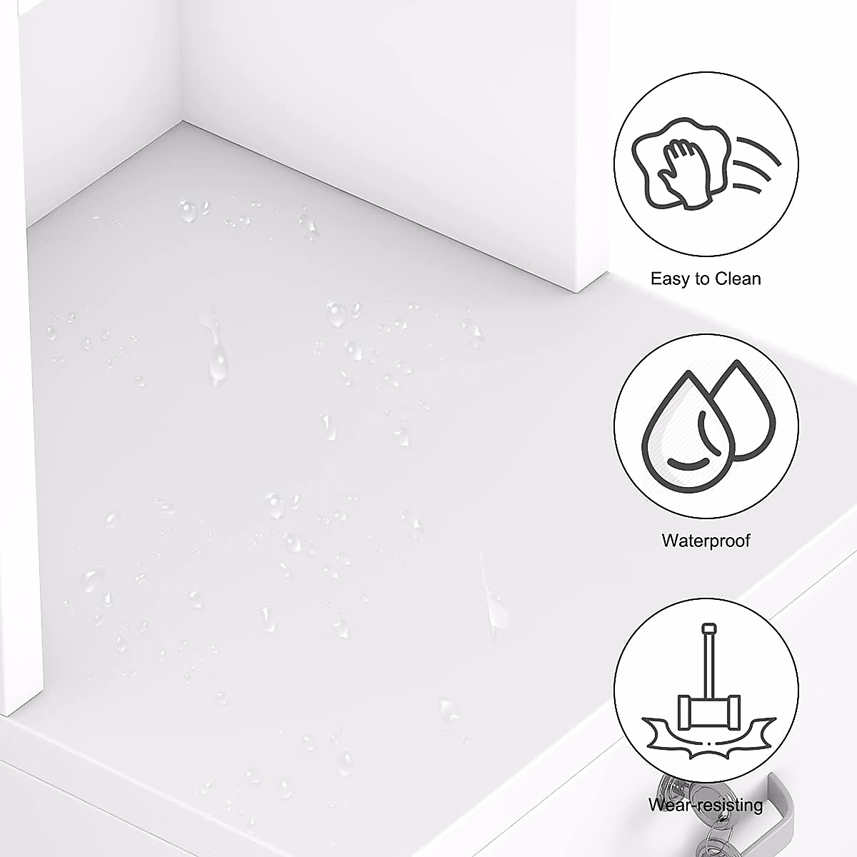 Paddie Wall Mount Barber Station Hair Stylist Salon Equipment Set Beauty Spa Furniture with Shelves/Lockable Drawers/Storage Cabinet (White2)