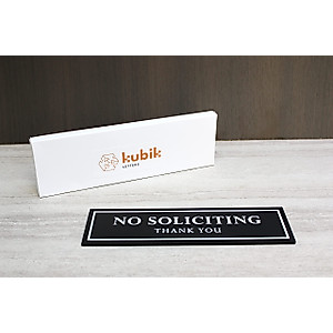 Kubik Letters Original No Soliciting Sign for House (with Strong Adhesive Tape) - No Soliciting Signs for Home - No Solicitors Sign for Front Door - No Solicitation Sign for Business - Black 120 mil