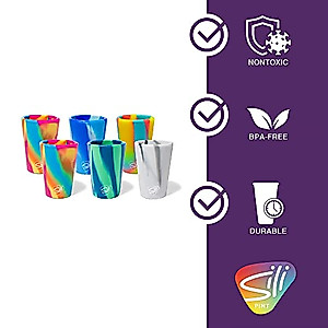 Silipint Silicone Shot-Glass Set: 6 Pack - Sugar Rush, Headwaters, Mountain Marble, Artic Sky & 2 Hippie Hops - 1.5oz