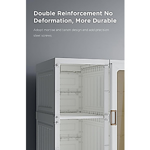 HYLA Portable Closet Clothes Wardrobe, Plastic Bedroom Decoration, Depth Cube Storage Organizer with Transparent Doors, White (12 Grids 8 Doors)