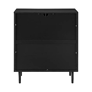 Walker Edison Fehr Mid Century Modern 2 Door Bookmatch Accent Cabinet , 28 Inch, Black