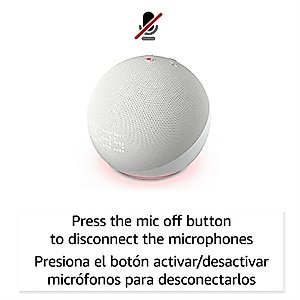 All-New Echo Dot (5th Gen, 2022 release) with clock | International Version with EU Power Adaptor | Smart speaker with clock and Alexa | Glacier White