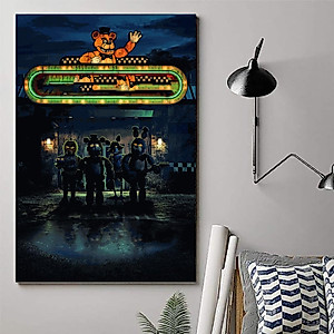 FNAF Movie Poster Canvas Wall Art Poster Wall Art Prints for Teens Room Decor 12x18inch(30x45cm)