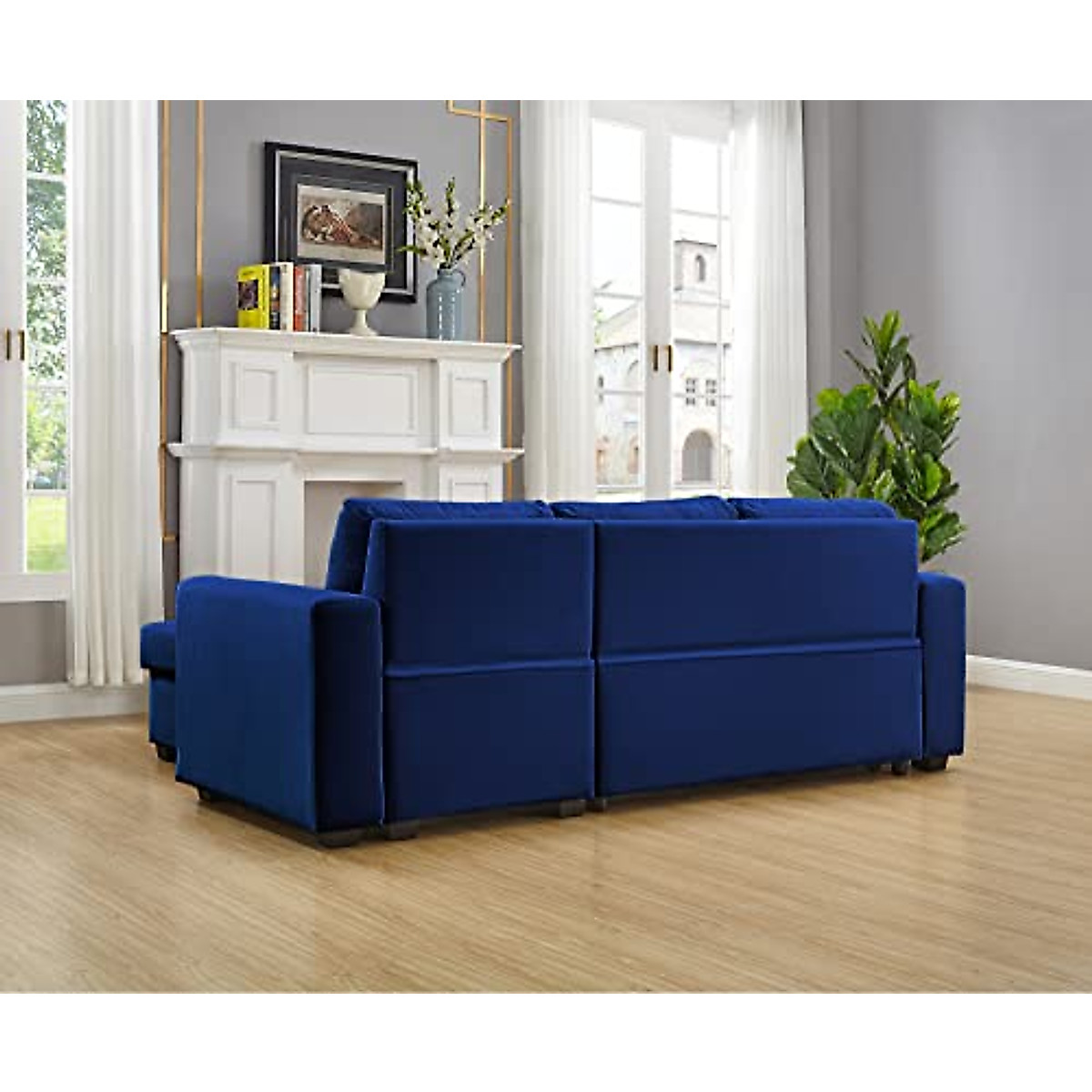 Legend Vansen 91'' L-Shaped Convertible Sectional Sleeper Sofa with Pull-Out Bed and Storage,with Reversible Chaise,Convertible Sofa for Living Room and Apartment