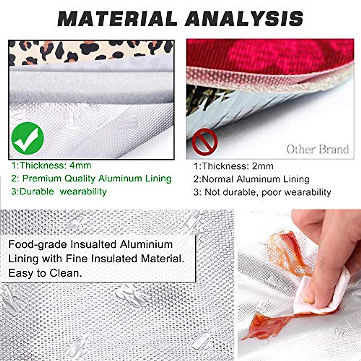 BALORAY Lunch Bags for Women with Adjustable Shoulder Strap, Leakproof Insulated Lunch Box Women Lunch Tote Bag Cooler Bag Container Lunch Pail Bags for Work Picnic Sports Travel (Beige with leopard)