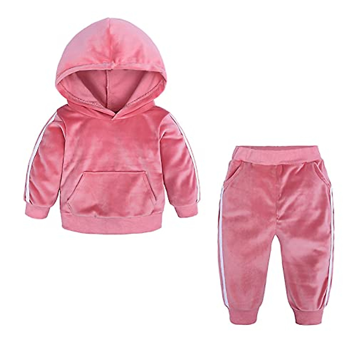 Linjinx Kids Boys Girls Velour Tracksuit Sweatsuits Athletic Hoodie Sweatshirt and Sweatpants Pants Set Pink 6-7 Years