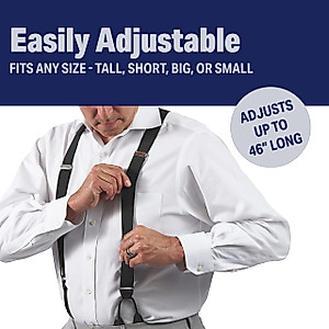 LUTHER PIKE SEATTLE Suspenders for Men - 1.25" Y-Back Men's Suspenders, Black