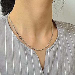 2MM Stainless steel chain necklace, Thin cable chain necklace for women men, Silver chains for necklace alone or pendant addition, 16-30 inch Available (22 inch)