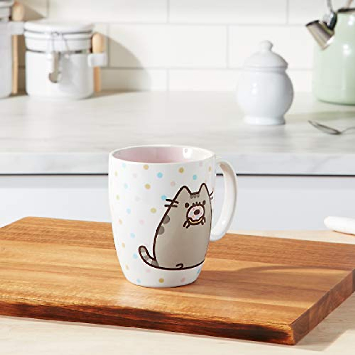 Pusheen by Our Name is Mud “Donut” Stoneware Coffee Mug, Pink, 12 oz.