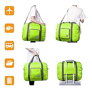 WANDF for Frontier Airlines United Airlines 18" Foldable Travel Duffle Bag for Travel Gym Sports Weekender Bag, Green