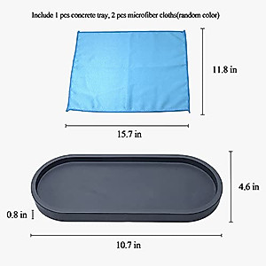 Concrete Oval Vanity Tray,Bathroom Trays for Counter,Concrete Tray for Bathroom Organizer and Home Decor,10.7L x 4.6W x 0.8H inches(Black)