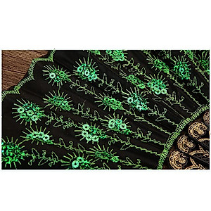 Embroidery Sequins Folding Fan Hand Fan Dance Hand Fan Home Decoration Embroidery Fan (Argento,41cm)