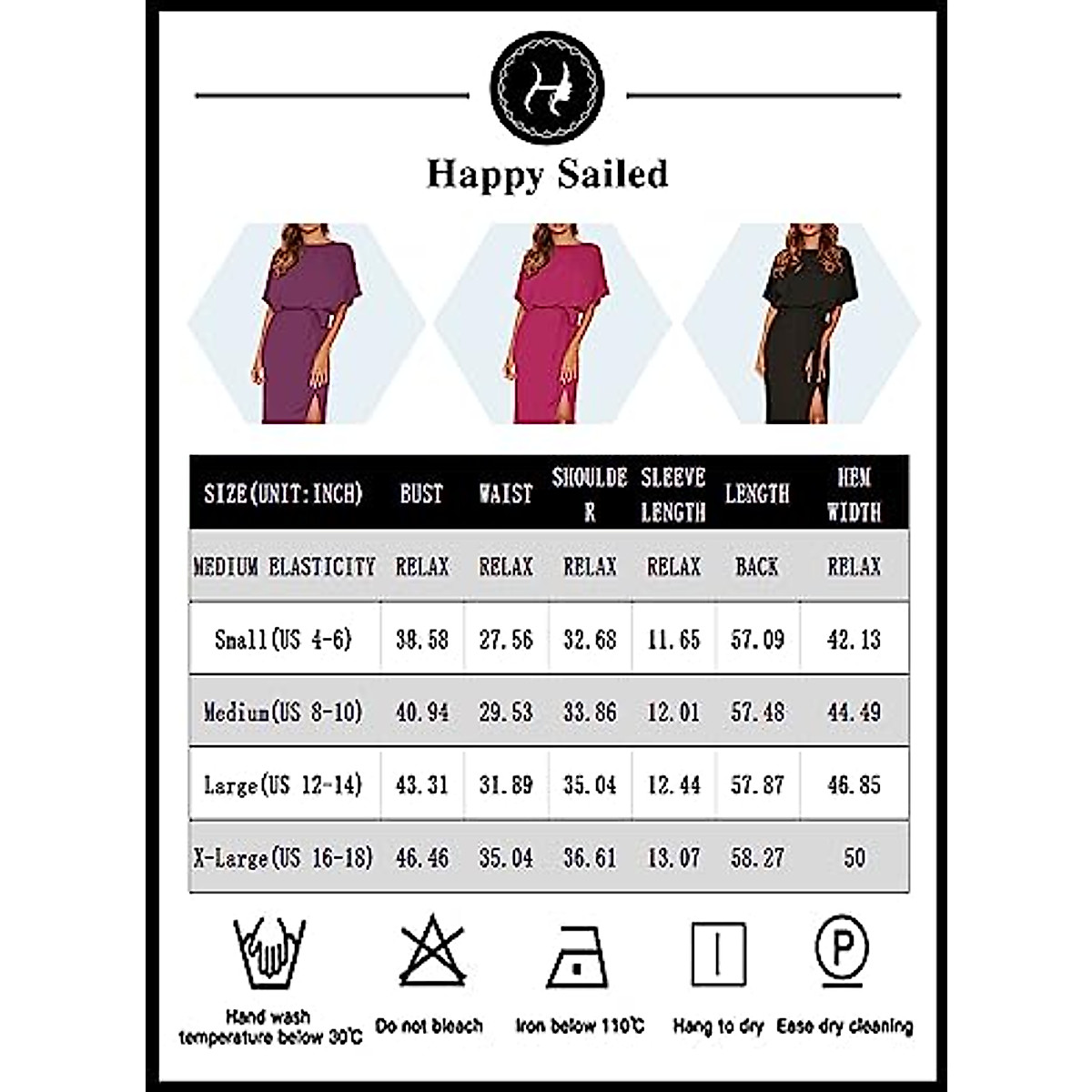 Happy Sailed Womens Batwing Sleeve Tie Waist Long Maxi Dress Side Split Formal Party Dresses Evening Gown Black X-Large