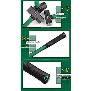 3-Pound heavy duty hammer/Strike Drilling/Crack Hammer, octagonal hammer with fiber shockproof handle,3-Pound Sledge with Fiberglass Handle & No-Slip Cushion Grip