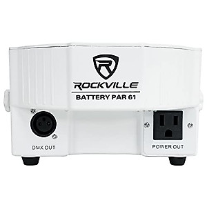 2) Rockville Battery PAR 61 White Rechargeable RGBWA+ DMX DJ Up-Lights+Remotes