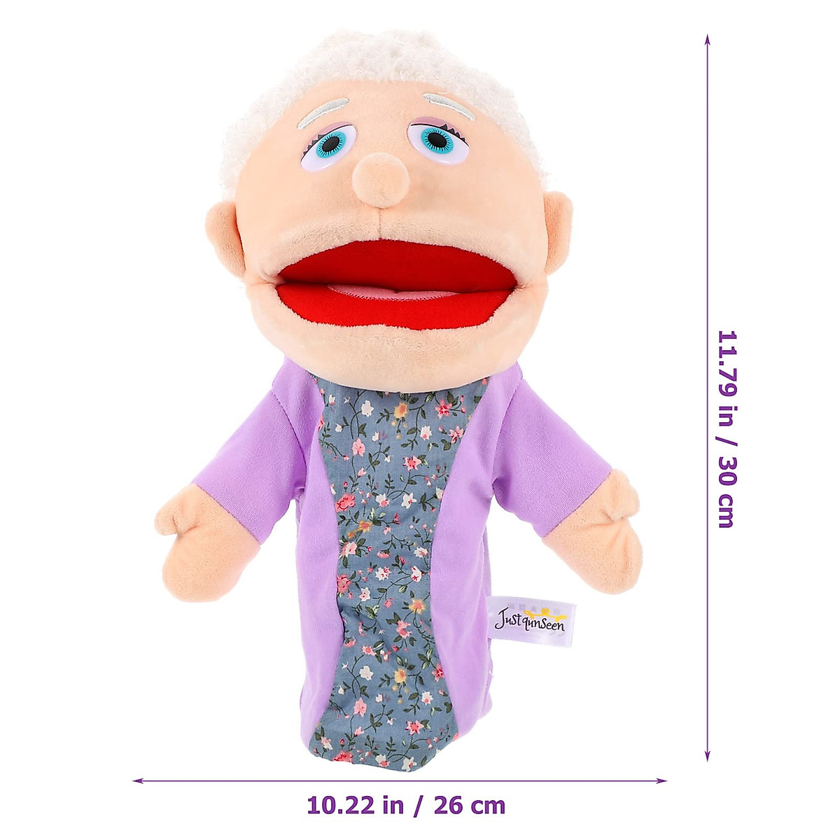 Zerodeko Grandmother Hand Puppet, Family Member Figure Puppets with Movable Mouth, Plush Hand Puppet Pretend Play Toys Storytelling Props Early Educational Toy for Girls Boys