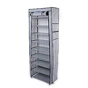 10-Tier Shoe Tower Rack with Cover 27-Pair Shoe Storage