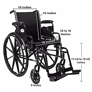 McKesson Wheelchair, Swing Away Foot Leg Rest, Desk Length Arms Flip Back, 16 in Seat, 300 lbs Weight Capacity, 1 Count