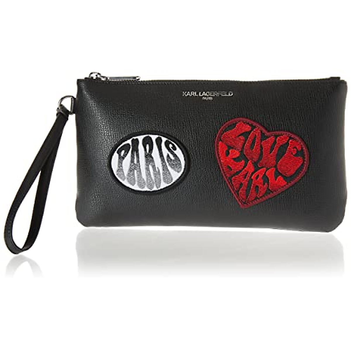 Karl Lagerfeld Paris Womens Novelty Large Wristlet, Blk/Gold, One Size US