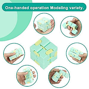 Infinity Cube Fidget Toy Stress Relieving Fidgeting Game for Kids and Adults,Cute Mini Unique Gadget for Anxiety Relief and Kill Time (Macaron Green)