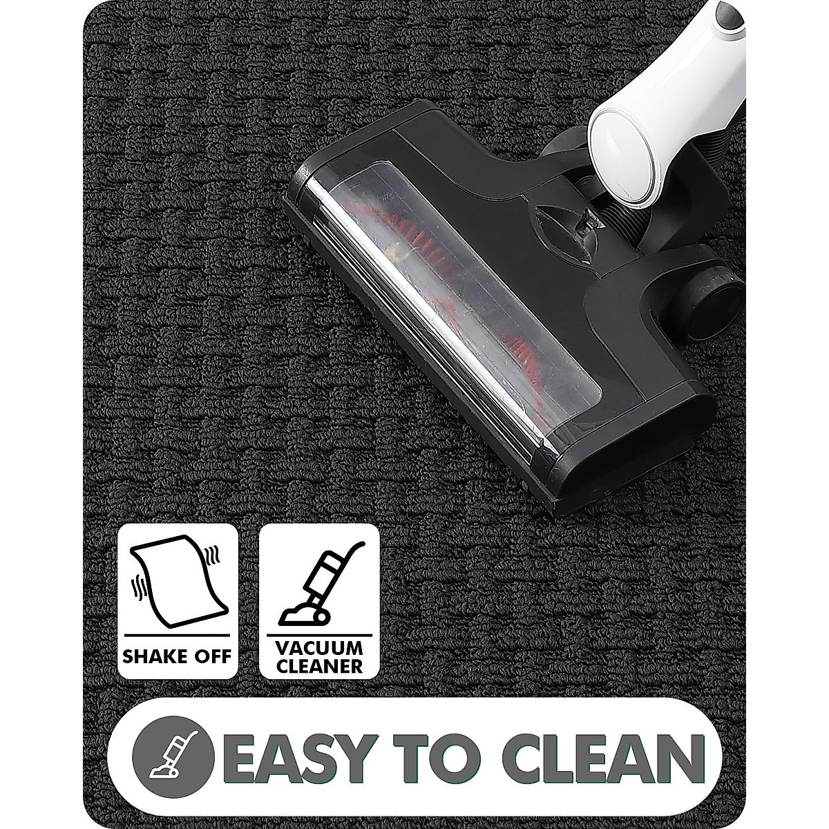 LUMI Indoor Door Mat, Non-Slip, Absorbent, Fade Resistant, Easy Clean, Natural Rubber Backed, Industrial Grade Polypropylene Fibers, Beautifully Crafted Design Mat, 24"x36", Dark Grey