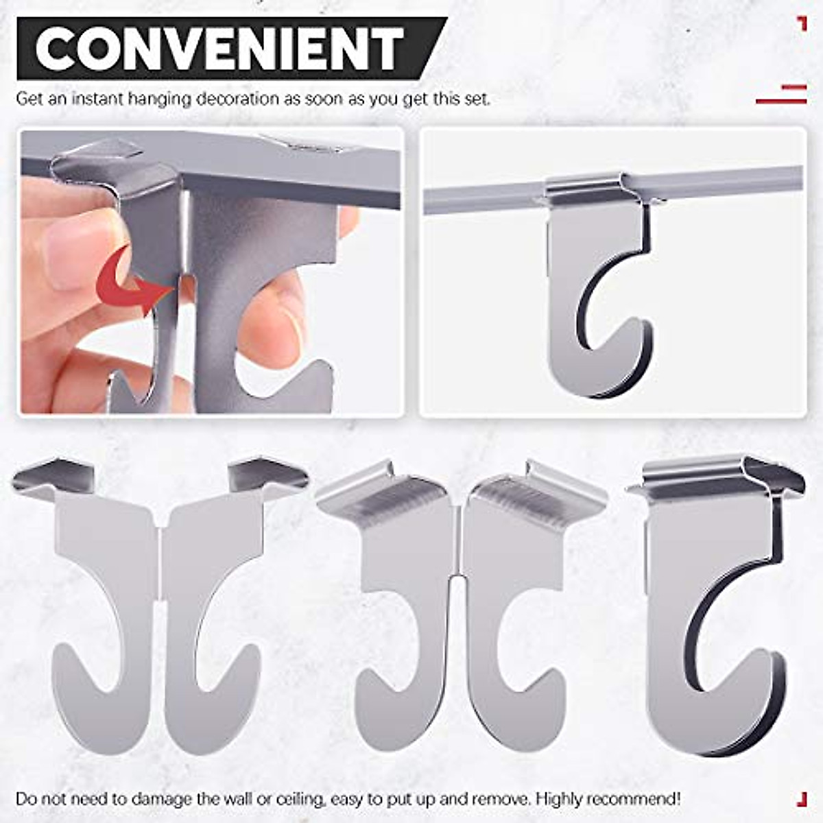 Hilitchi 30Pcs Heavy Duty Ceiling Hook Clips and Metal T-Bar Track Clip Suspended Ceiling Hooks Grid Clips for Home Hanging Plants Decorations and Classrooms & Offices, Holds up to 10 lbs