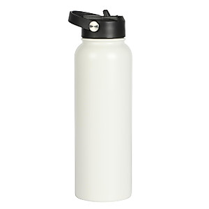 Gibson Home Marina Thermal Insulated 38 OZ Bottle W/Straw, Leak Proof, Vacuum Double Walled Stainless Steel Sports Flask W/Handle, BPA Free