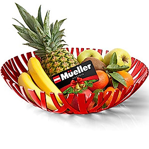 Mueller Fruit Basket, European Fruit Bowl, Fruit and Vegetables Holder for Counters, Kitchen, Countertop, Home Decor, High-end Look, Red