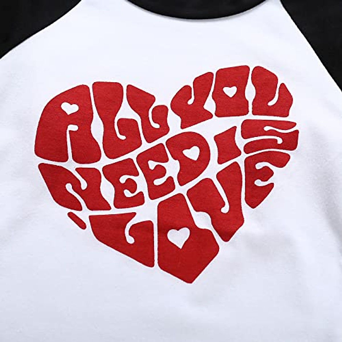 Shirts Toddler Boys Girls Long Sleeve T-Shirts Black Raglan Valentine Tees Kid All You Need is Love Tops 6 Years