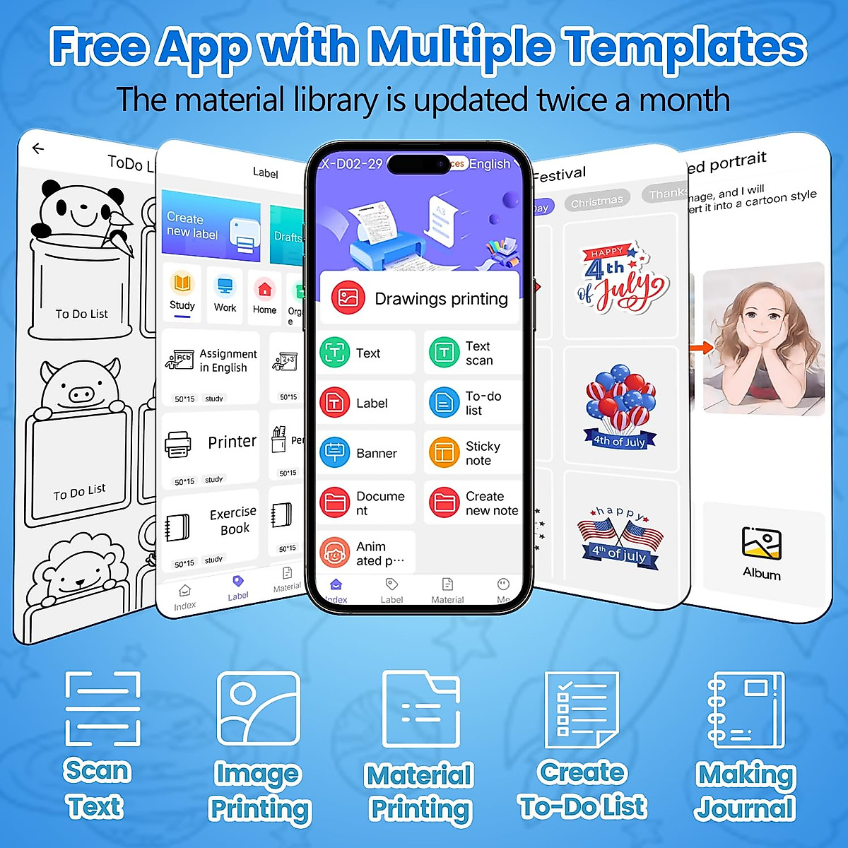 DOLEWA Sticker Printer Mini Print Pod with 13 Rolls Paper Portable Note Printer Compatible with iOS/Android/Tablet, Thermal Printer for Study Notes, DIY, Journal, Label, Memo, Photos (White)