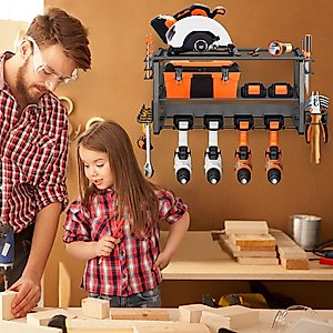 Kayfia Power Tool Organizer Wall Mounted 3 Layer Heavy Duty 160 Lbs Limit Tool Organizers and Storage Separate Drill Holder Utility Racks with Screwdriver/Plier/Hammer/Bit Holder for Garage Workshop