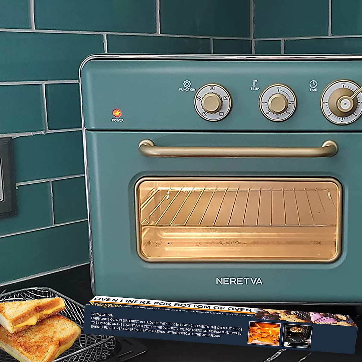 Meegoo Toaster Oven Liner - Nonstick Oven Liners for Bottom of Electric, Gas, Microwave & Toaster Ovens, Toaster Oven Accessories, Prevent Spillovers, Dishwasher Safe(3 Pack, 11" x 9"