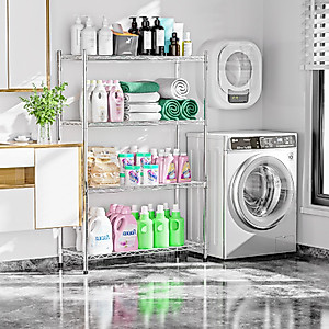 Whitmor Supreme 4 Tier Adjustable Shelves and Leveling Feet, Chrome