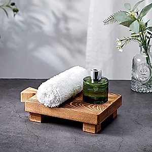 SOONOW Farmhouse Kitchen Decor - Wood Riser for Display, Decorative Wooden Pedestal Stand for Kitchen Counter, Rustic Display Tray for Home and Bathroom Decor (Brown*2)